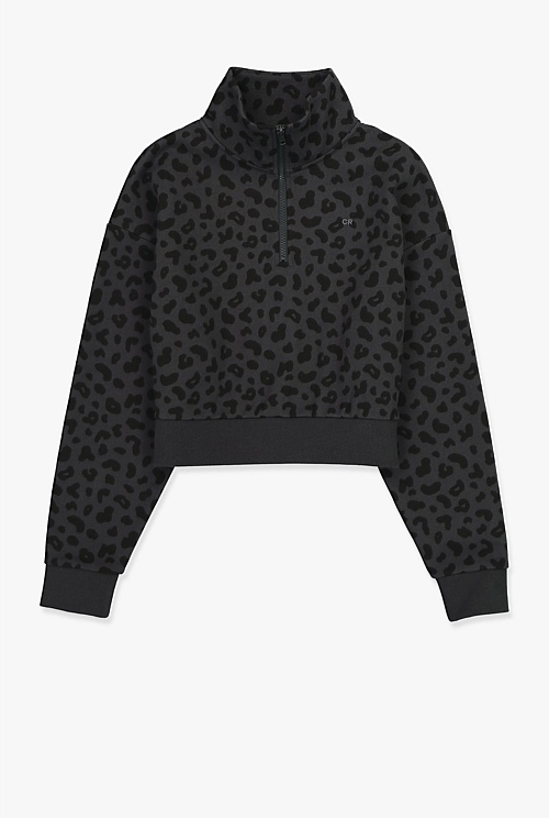 Teen Leopard Crop Zip Through Sweat - Sweats | Country Road