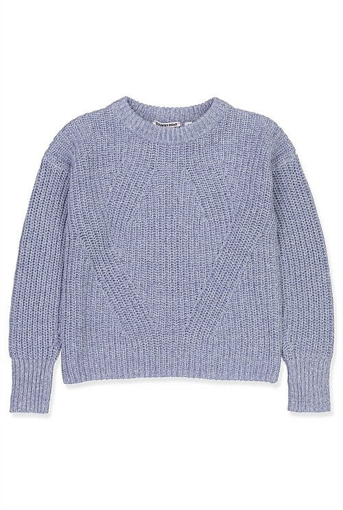 Ice Blue Stitch Interest Knit - Knitwear | Country Road