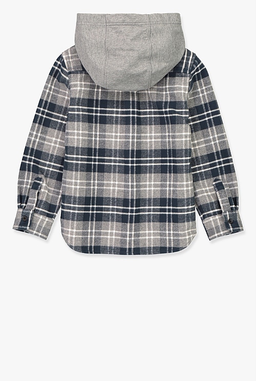 Navy Hooded Check Shirt - Shirts | Country Road