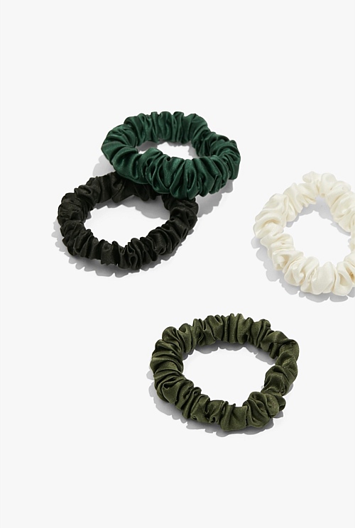 Green Multi Silk Scrunchie Pack of 4 - Jewellery | Country Road