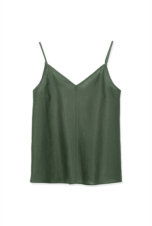 Khaki Linen Cami - Shirts | Country Road