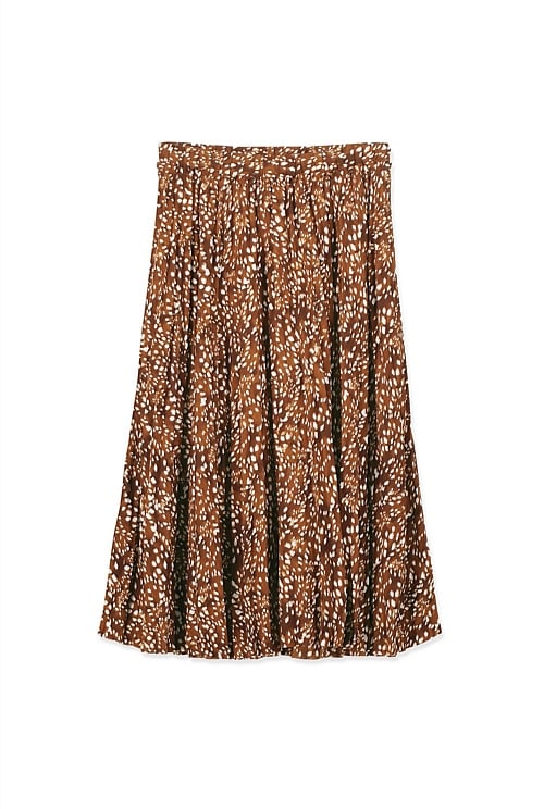 Chestnut Print Pleat Skirt - Skirts | Country Road
