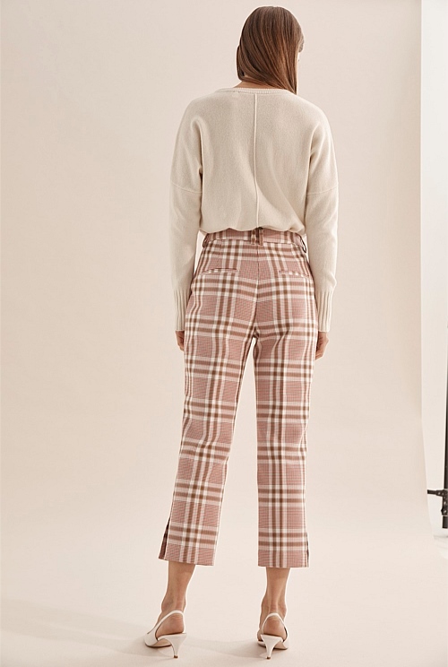 Burnt Red Double Cloth Check Pant - Pants | Country Road