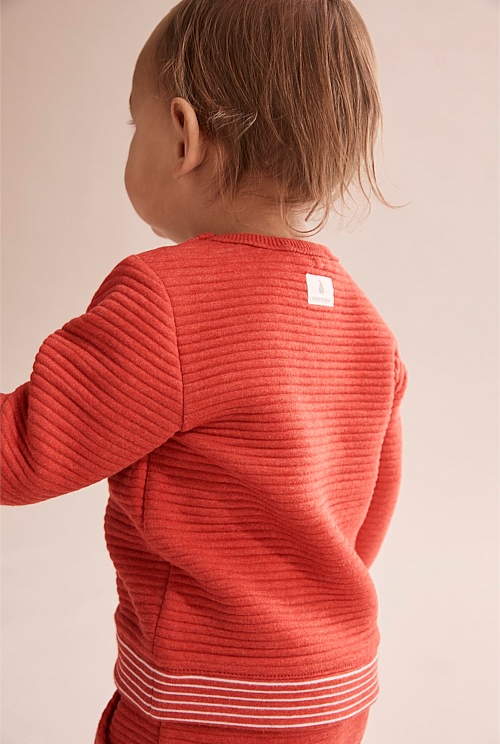 Washed Red Elephant Stripe Crew Sweat - Sweats | Country Road