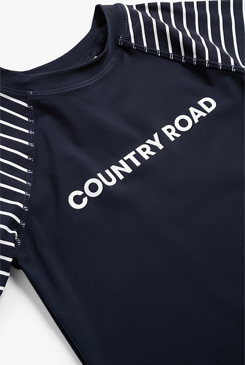 Navy Recycled Nylon Logo Rashie - Unisex | Country Road