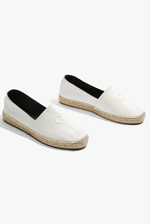 White CR Logo Leather Espadrille - Flats | Country Road